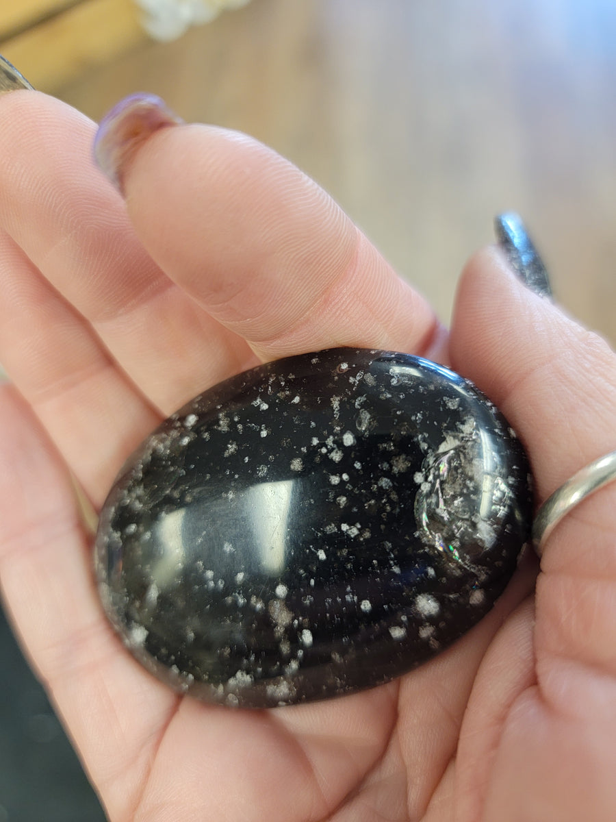 RARE Galaxy Obsidian Palm Stone – Alma Naturals Idaho